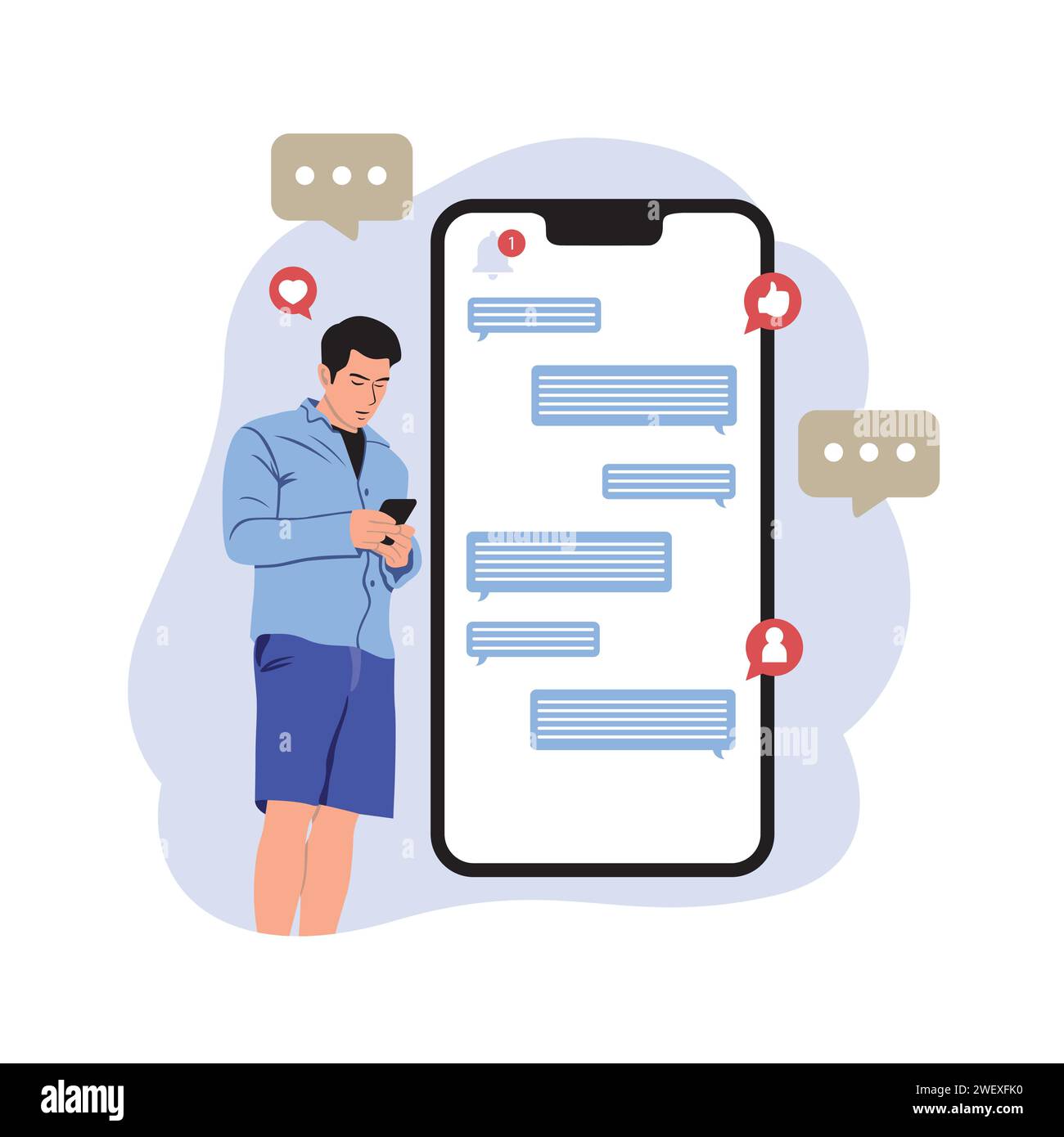 Man standing using phone Stock Vector Images - Alamy