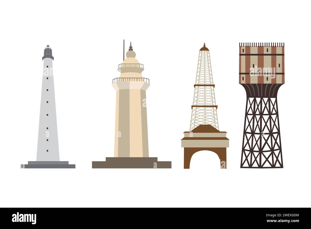 Lighthouse set. Flat illustration of lighthouse vector for web design ...