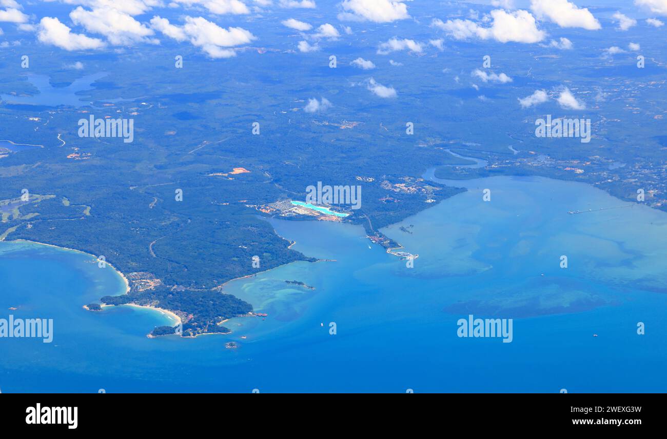 view From a plane, Kepulauan Riau and Pulau Bintan island territory of ...