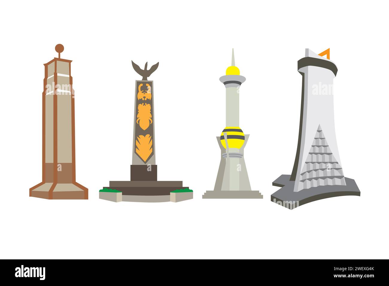 Set of famous monuments and landmarks of the world. Vector illustration ...