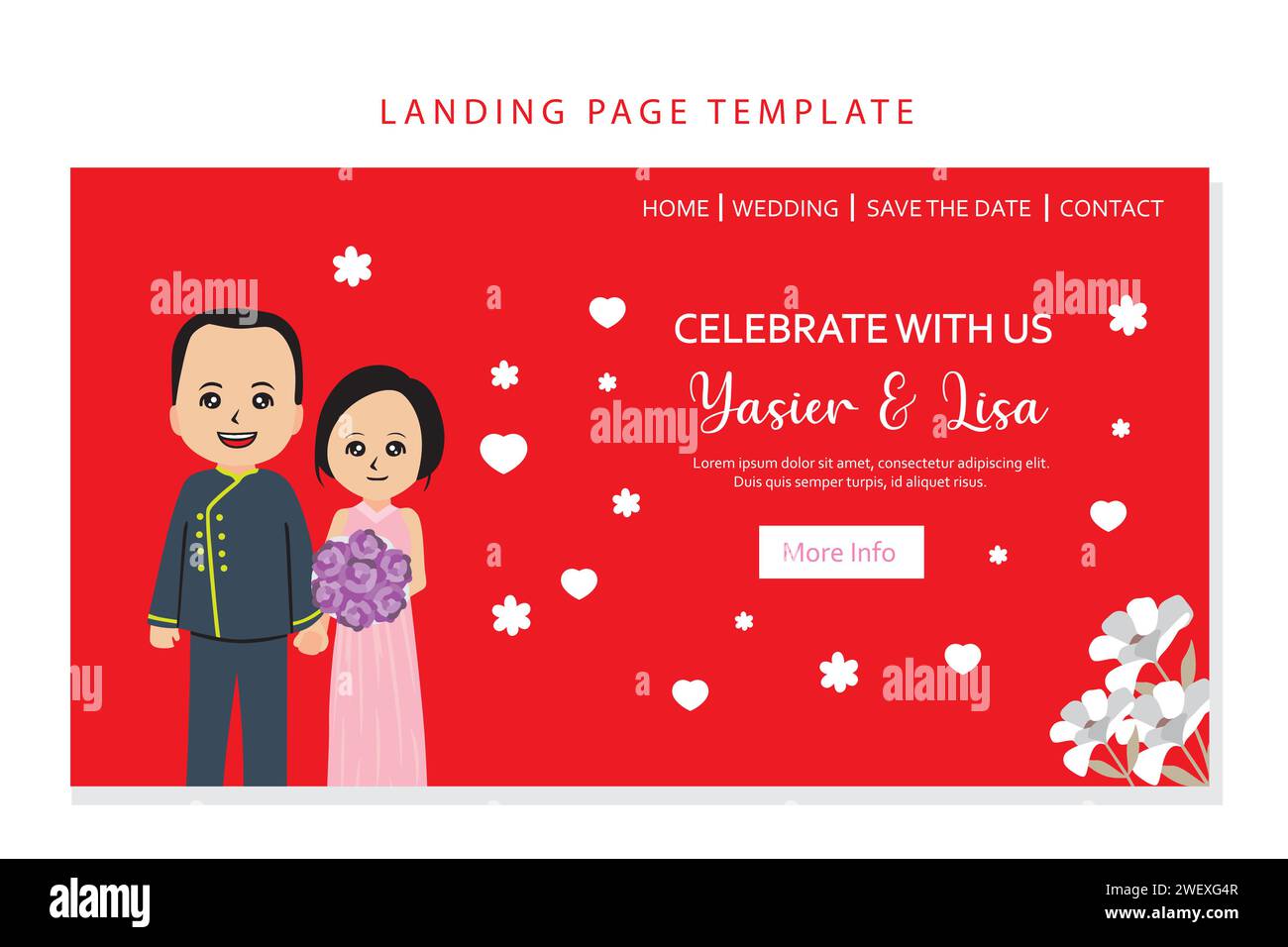 wedding invitation design with couple in love, vector illustration ...