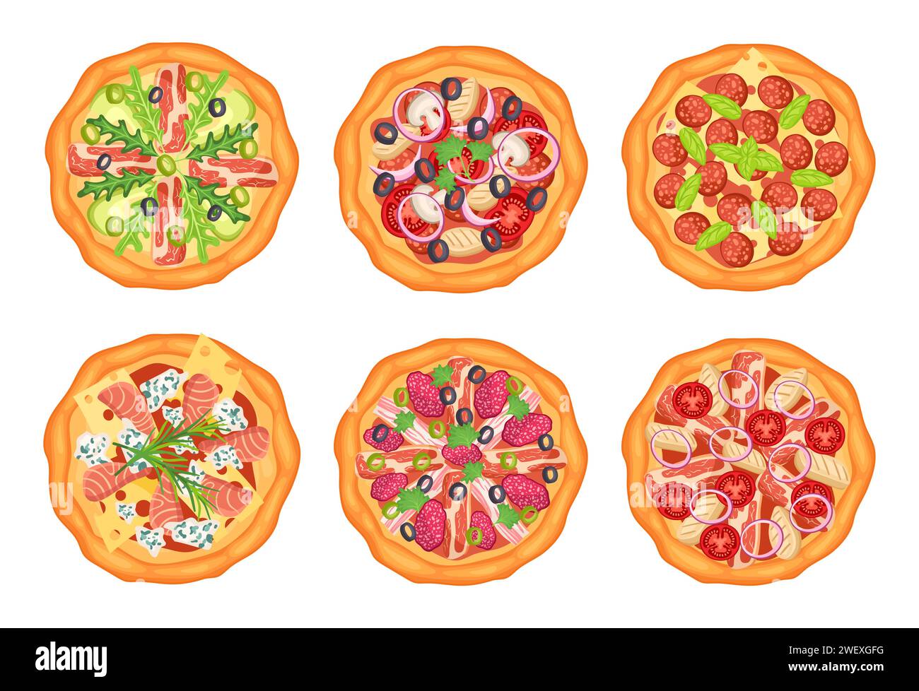 Pepperoni pizza illustration Cut Out Stock Images & Pictures - Alamy
