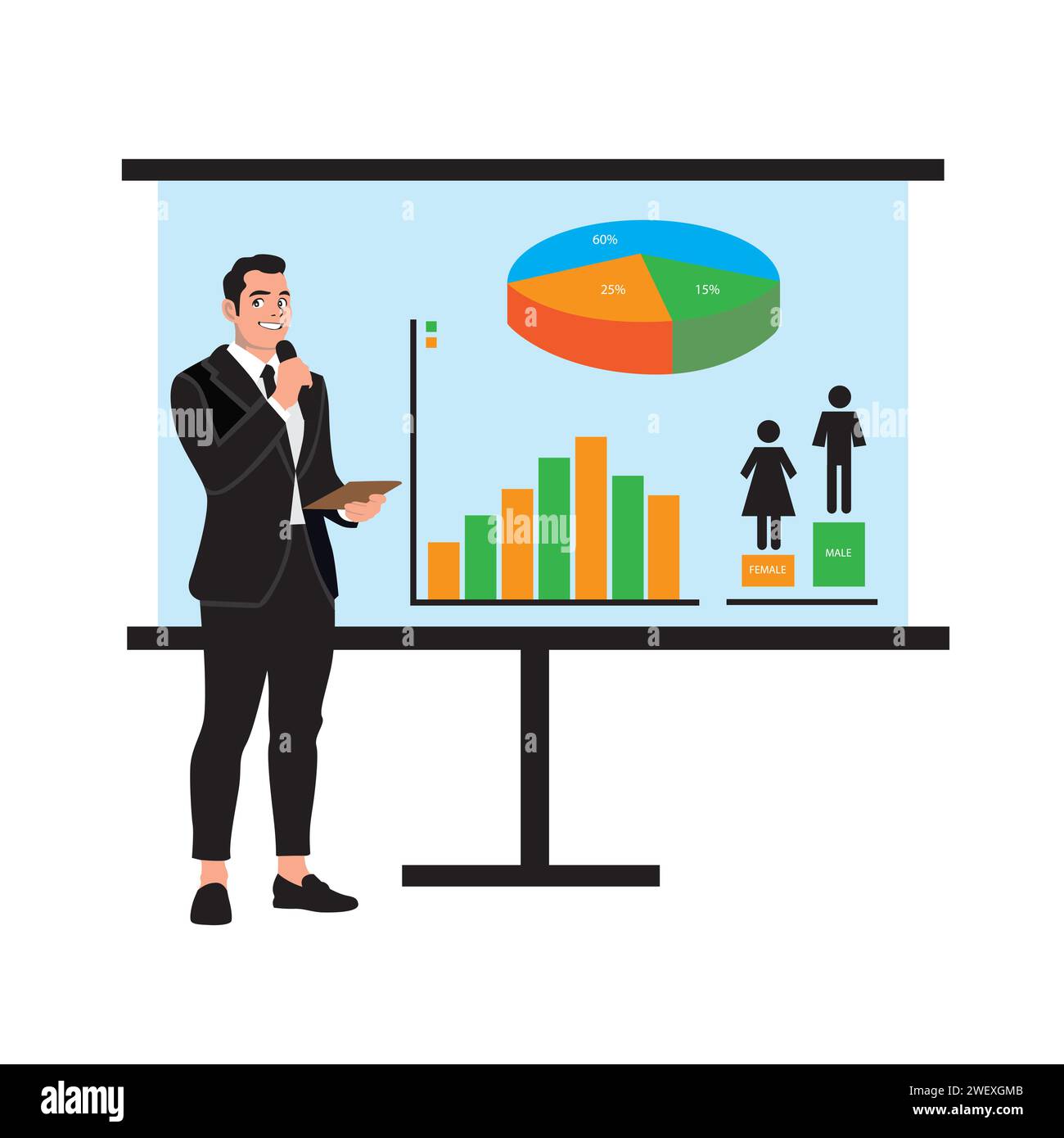 Woman presentation whiteboard in Stock Vector Images - Alamy