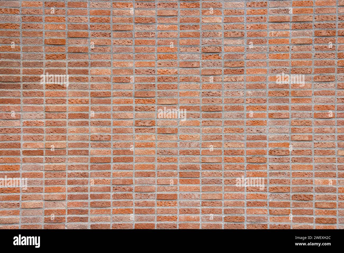 red shiny brick wall, wide panorama of masonry, bricklaying Stock Photo ...