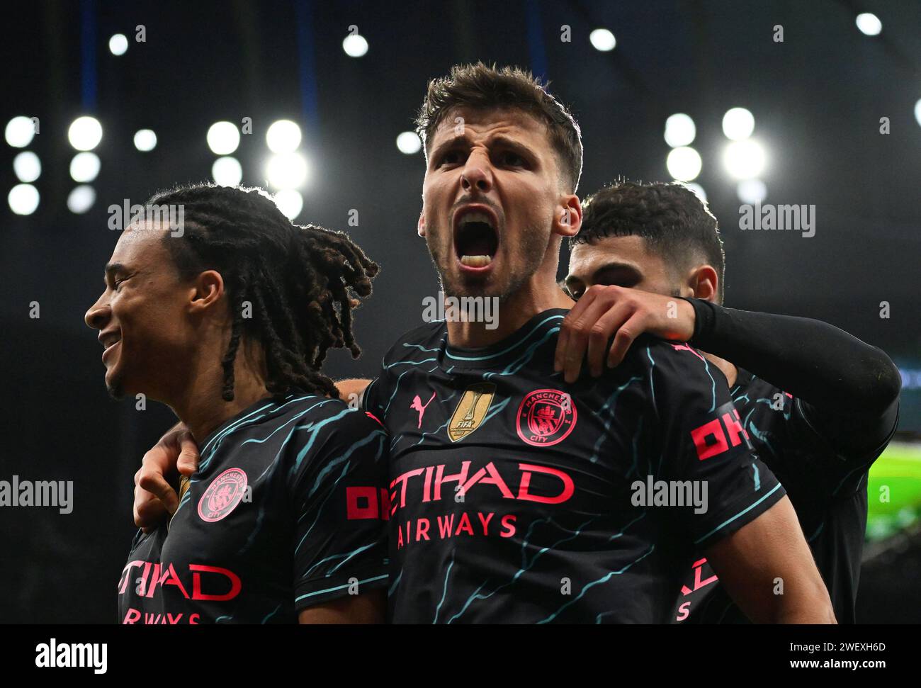 London, UK. 26th Jan, 2024. Ruben Dias of Manchester City celebrates ...