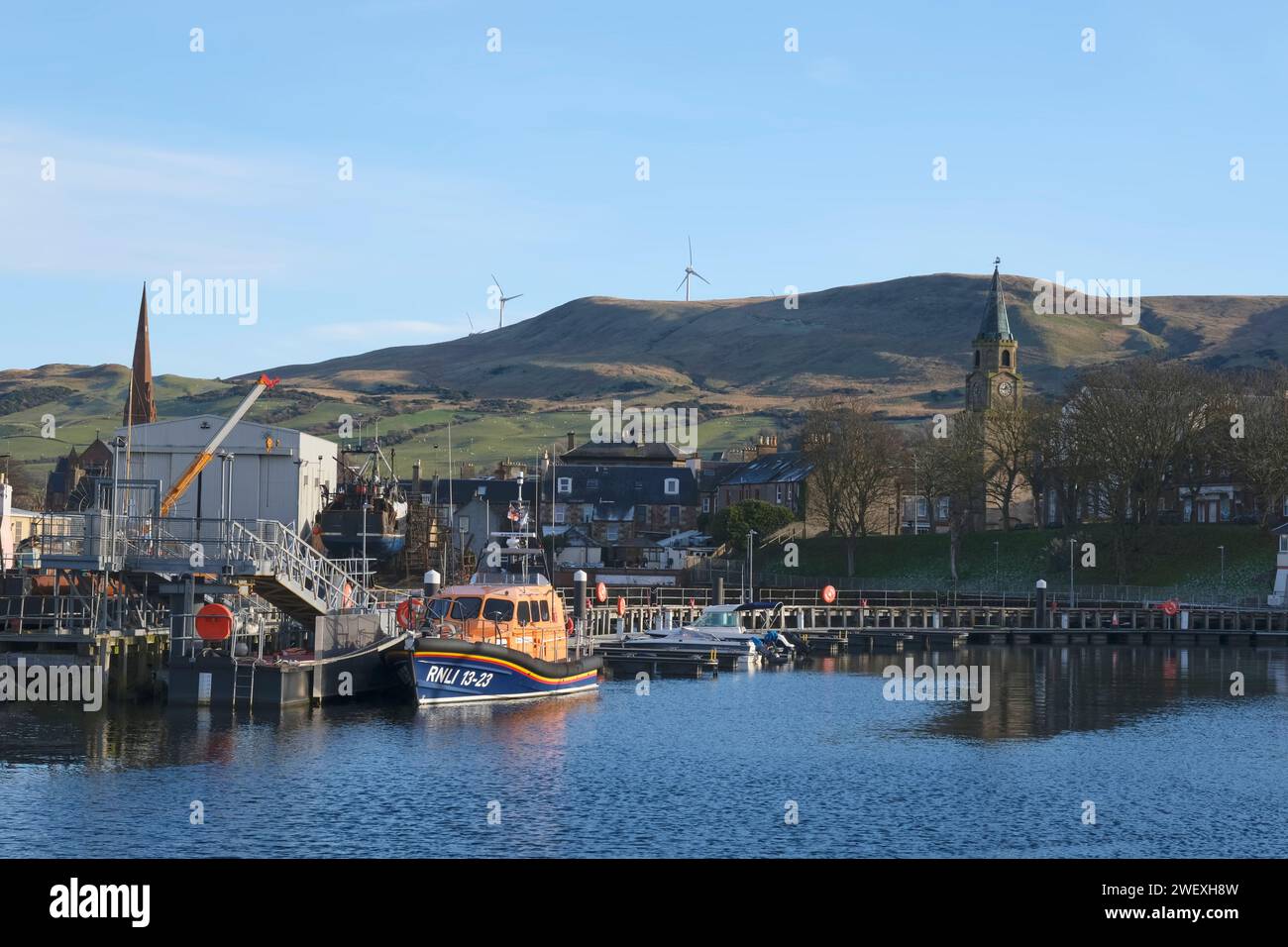 RNLI Shannon-class lifeboat 13-23 in the harbour,Girvan,South Ayrshire ...