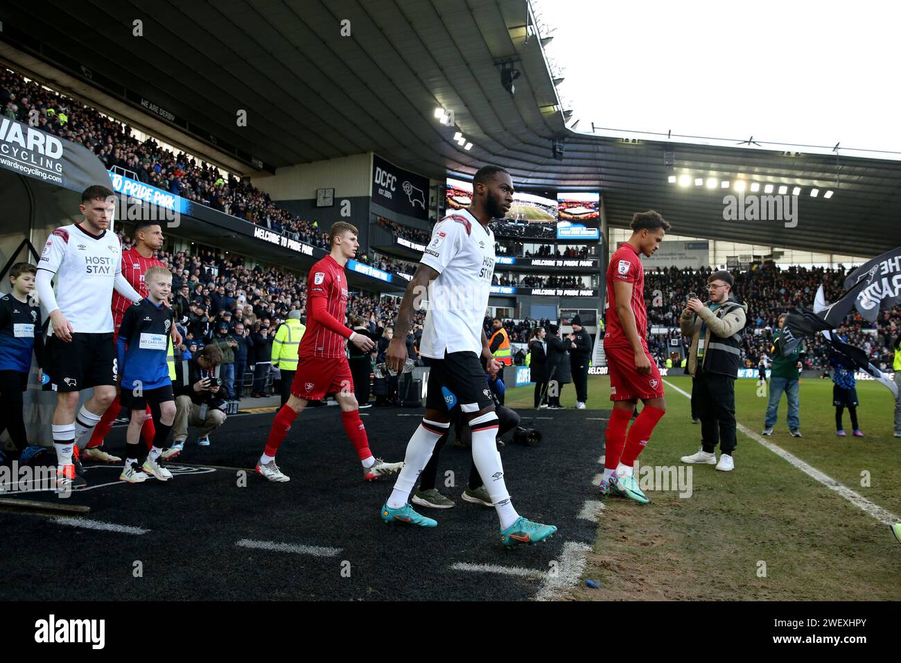 Derby County's Corey Blackett-Taylor walks out onto the pitch before ...