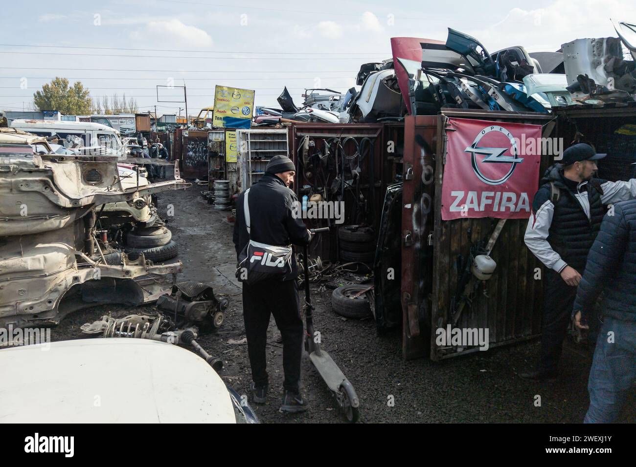 car parts at open air junkyard and used spare parts market in ...
