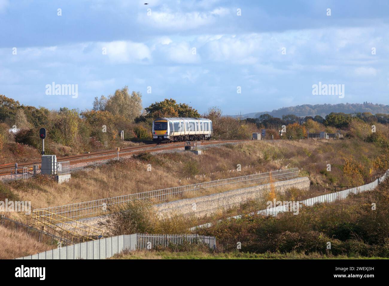 Chiltern Railways class 168 Clubman train 168214 passing Bicester south ...