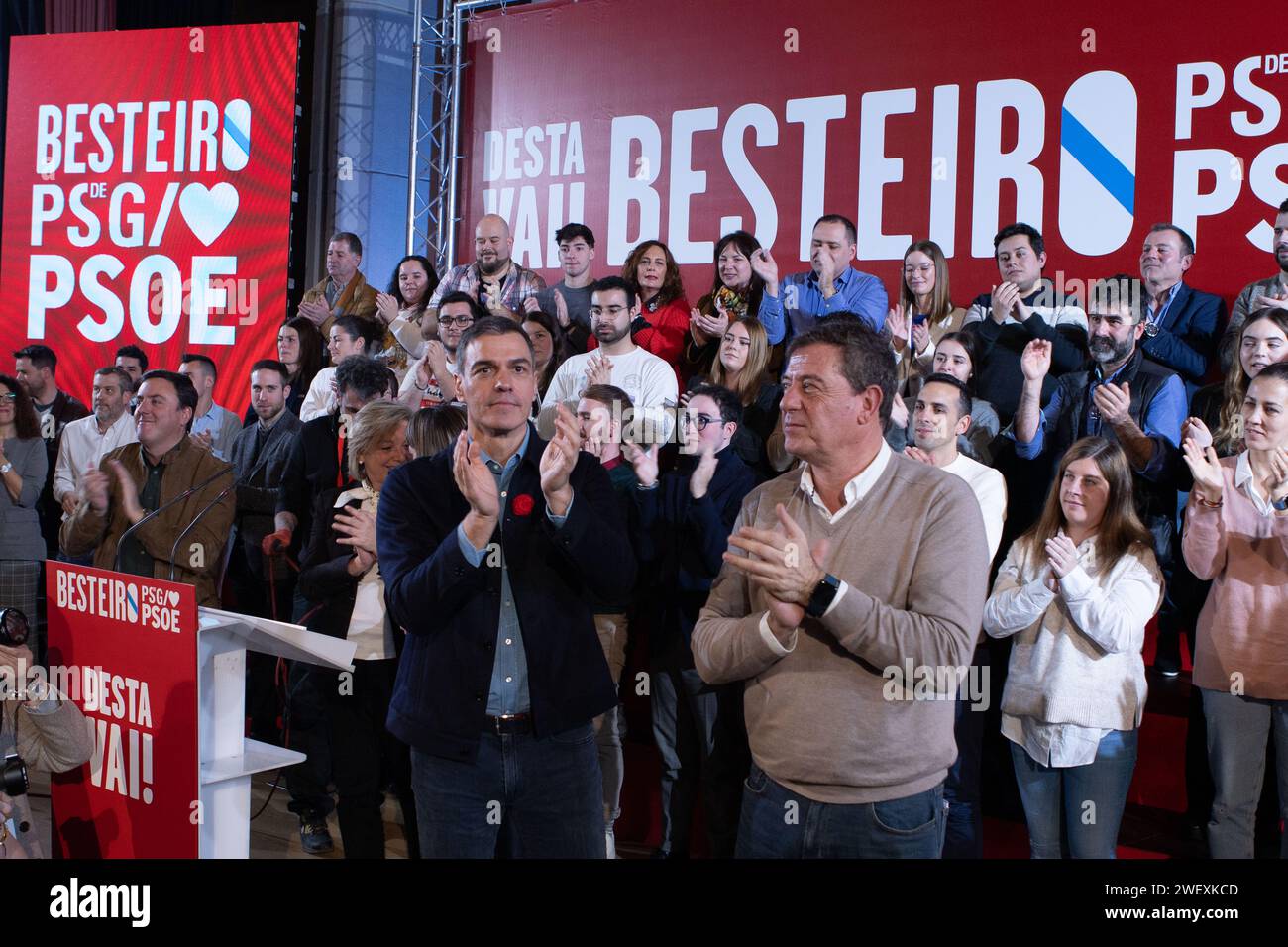 January 27, 2024: The president of Spain and general secretary of the ...