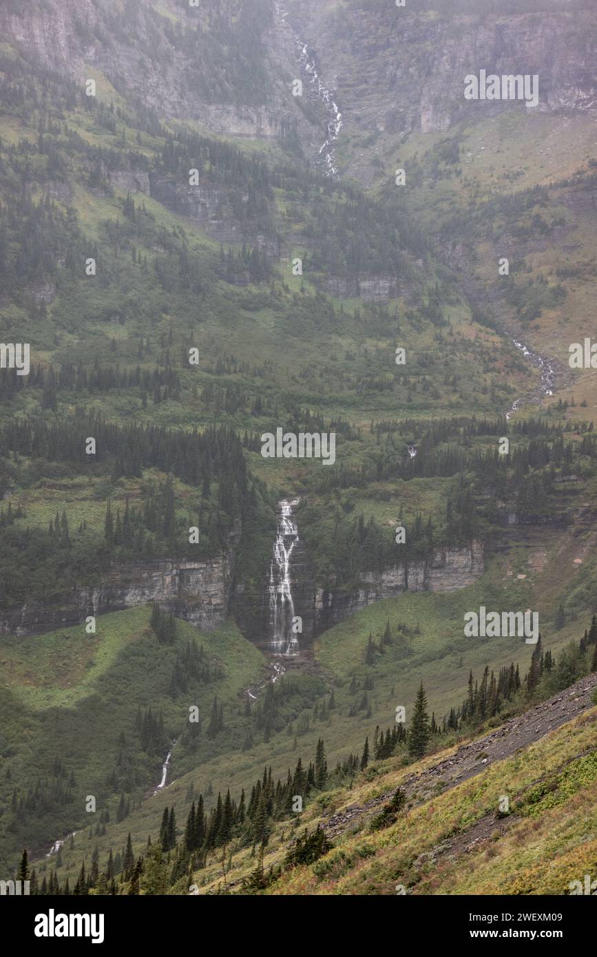 Beautiful and dramatic landscape in Glacier National Park with tall ...
