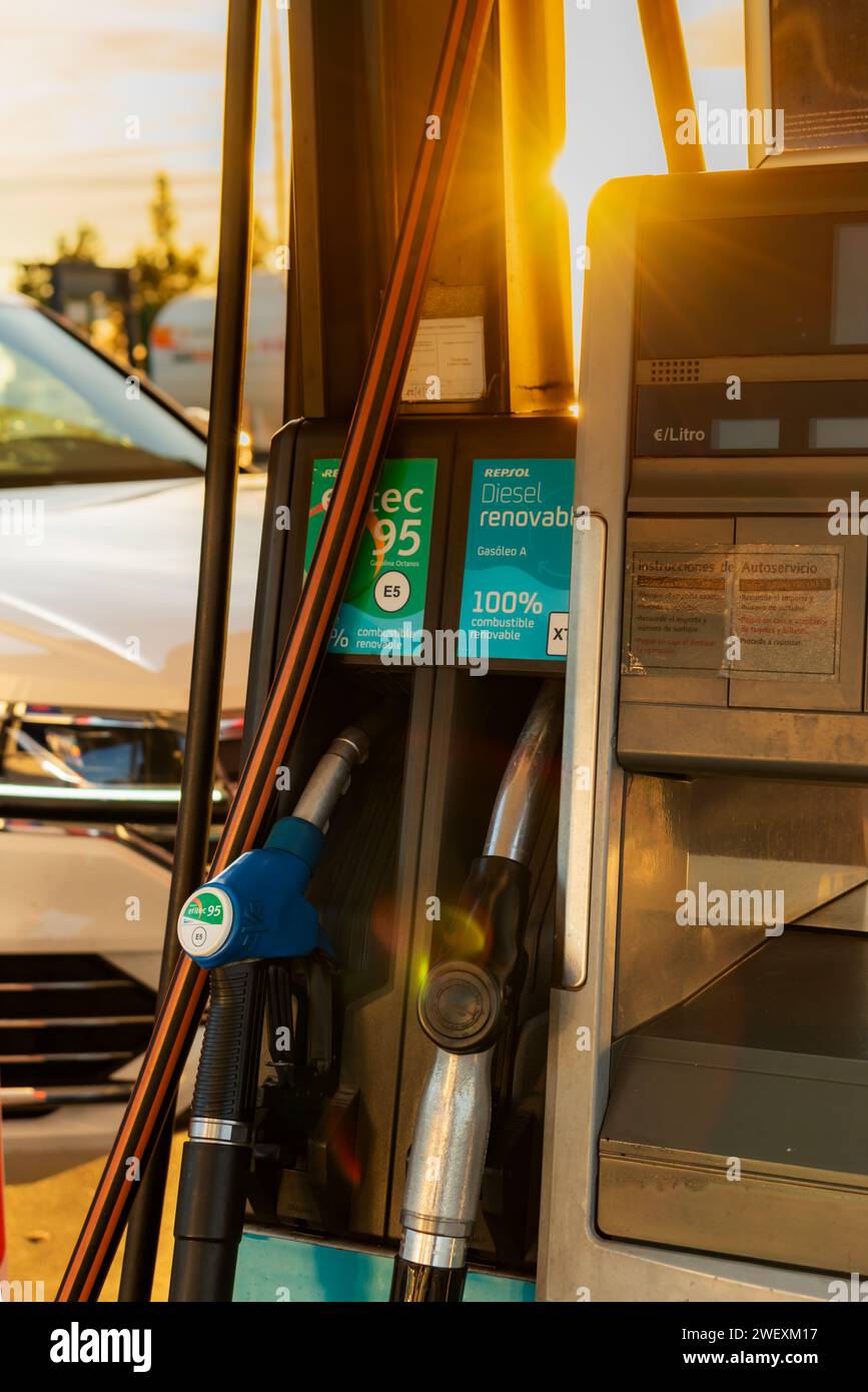 Supply device at a Repsol company service station with the new 100% ...