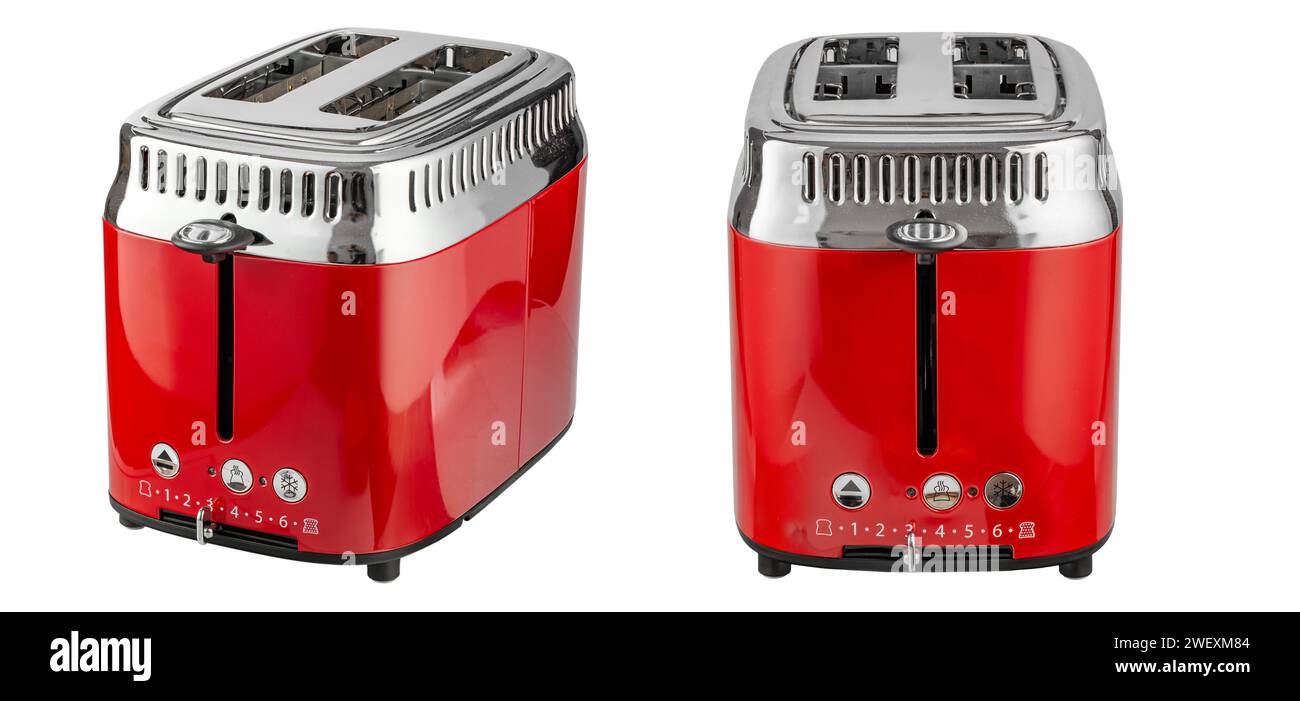 Modern red toaster, isolated on white background. File contains ...