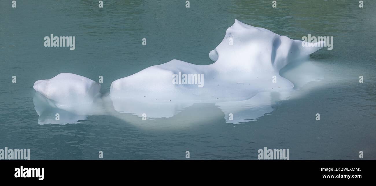 Icebergs floating in Upper Grinnell Lake in Glacier National Park ...