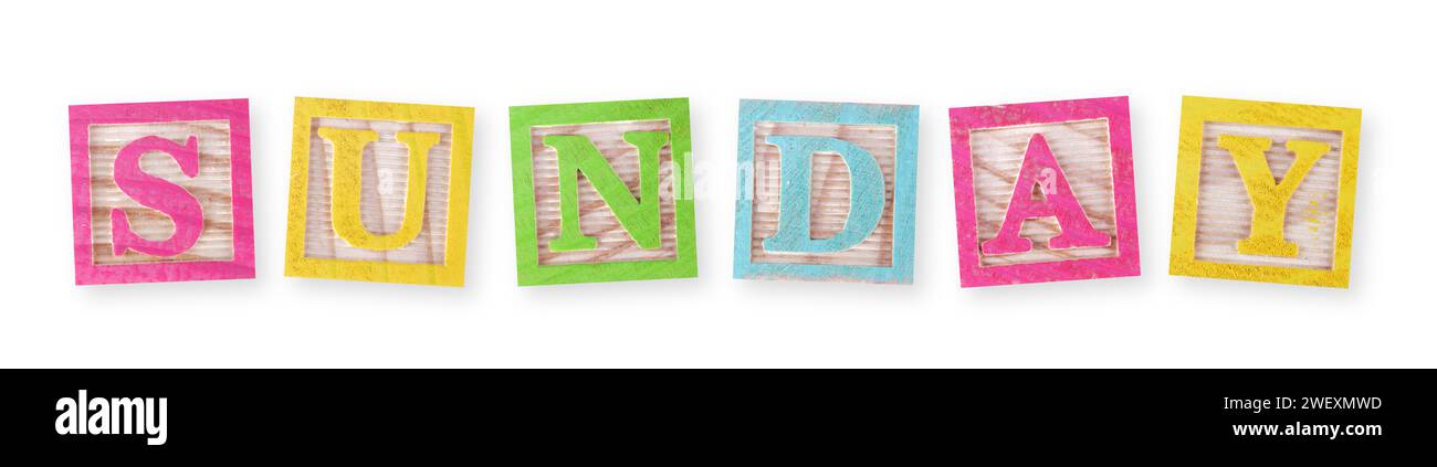 Sunday concept with childs wood blocks Stock Photo - Alamy