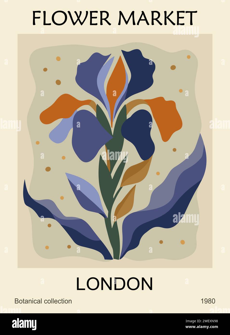 Abstract Flower Market London poster with Iris Stock Vector Image & Art ...