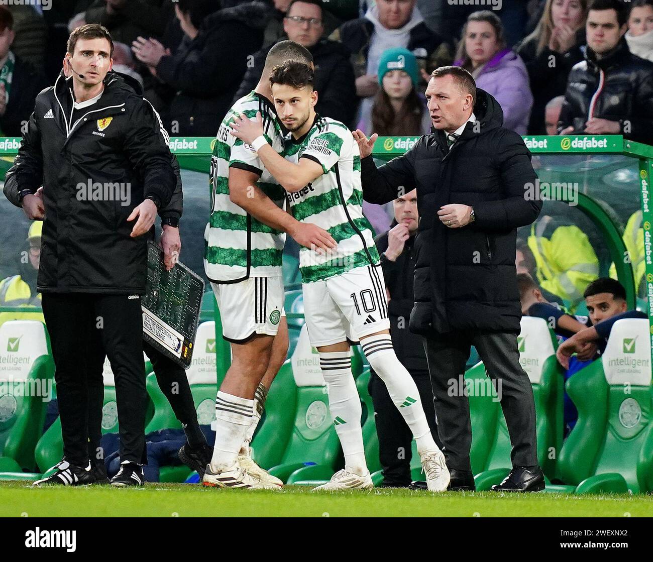 Celtic's Nicolas-Gerrit Kuhn comes off the bench during the cinch Premiership match at Celtic ...