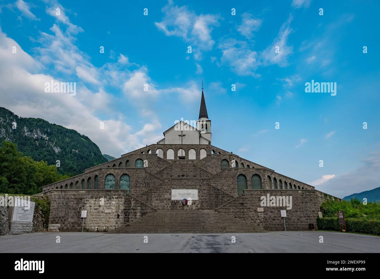 Kobarid, Slovenia. Memorial church and ossuary of Italian WWI soldiers ...