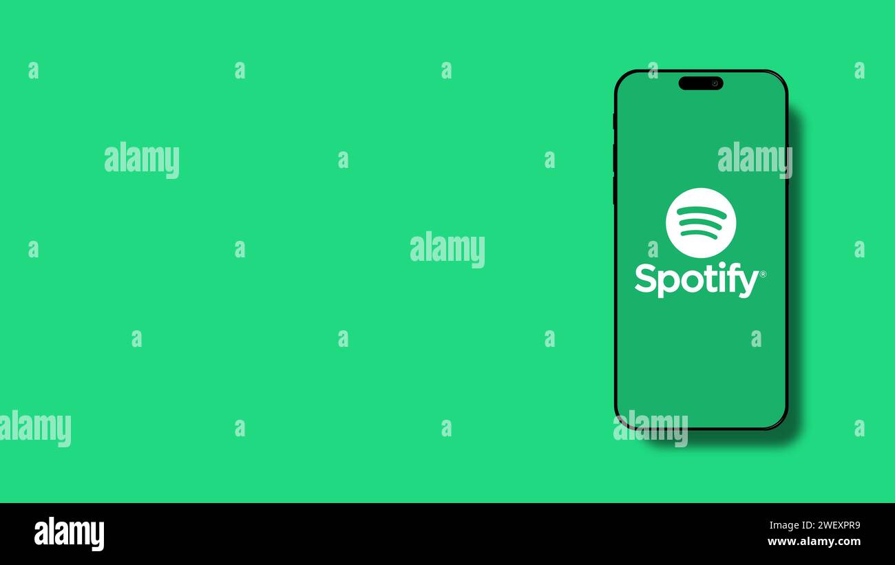 Istanbul, Turkey - 25 January 2024: Spotify brand logo on smartphone ...