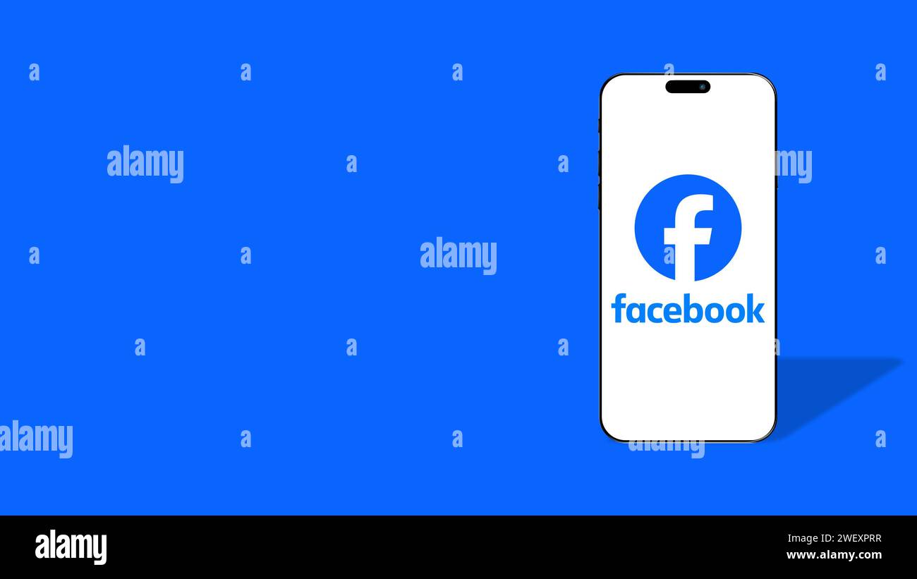 Istanbul, Turkey - 25 January 2024: Facebook brand logo on smartphone ...