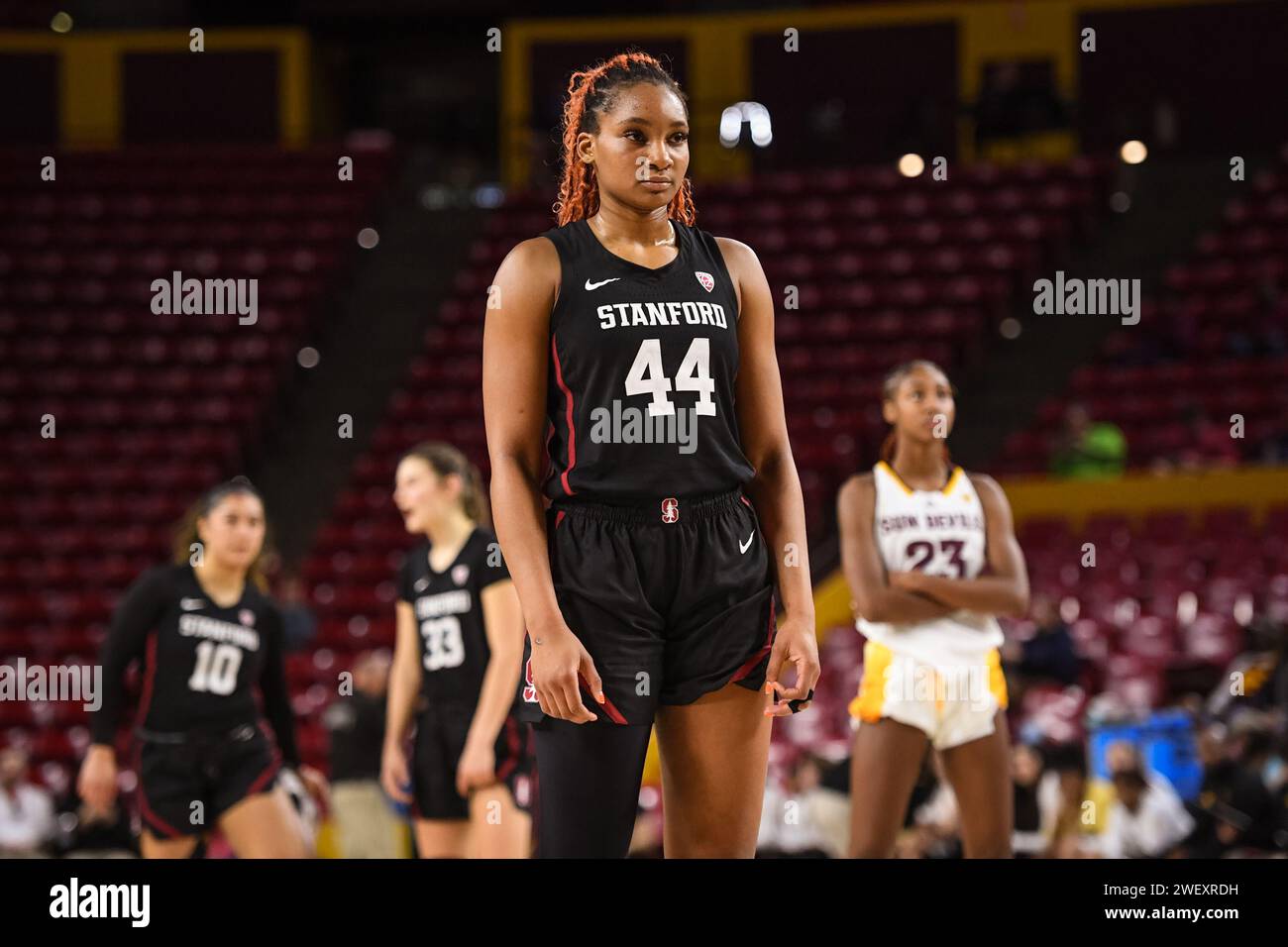 Stanford Cardinal forward Kiki Iriafen (44) attempts a free throw in the second half of the NCAA ...