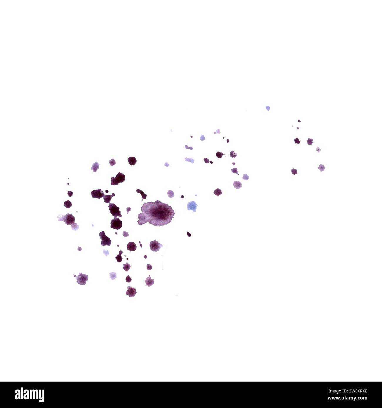 Watercolor abstract dark purple splashes, spatter . Isolated hand drawn ...