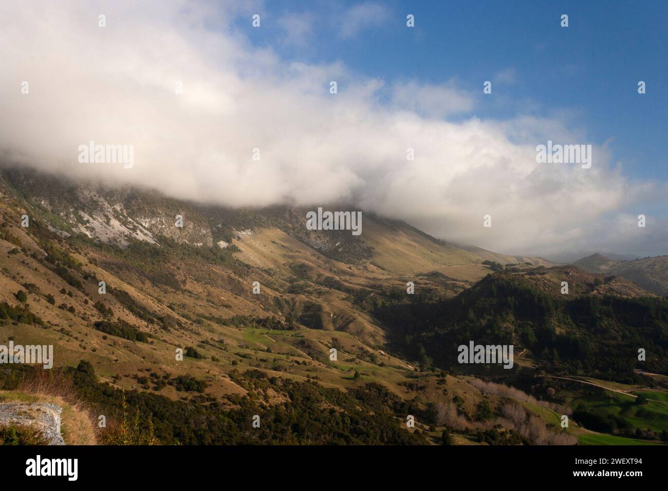 View of Upper Takaka hill about the Takaka valley on the South island ...