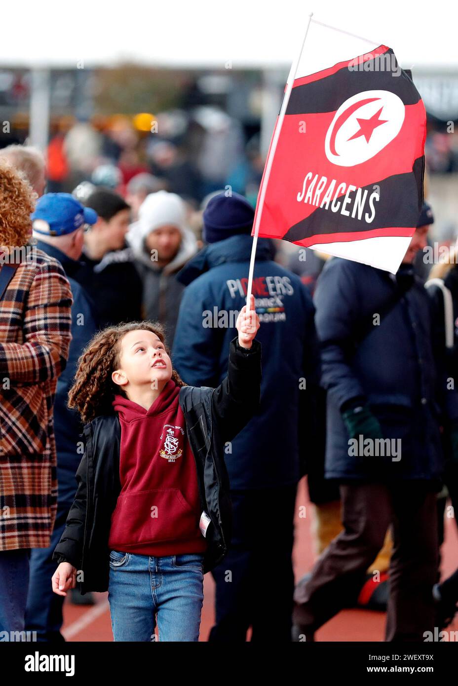 A Saracens fan before the Gallagher Premiership match at the StoneX ...