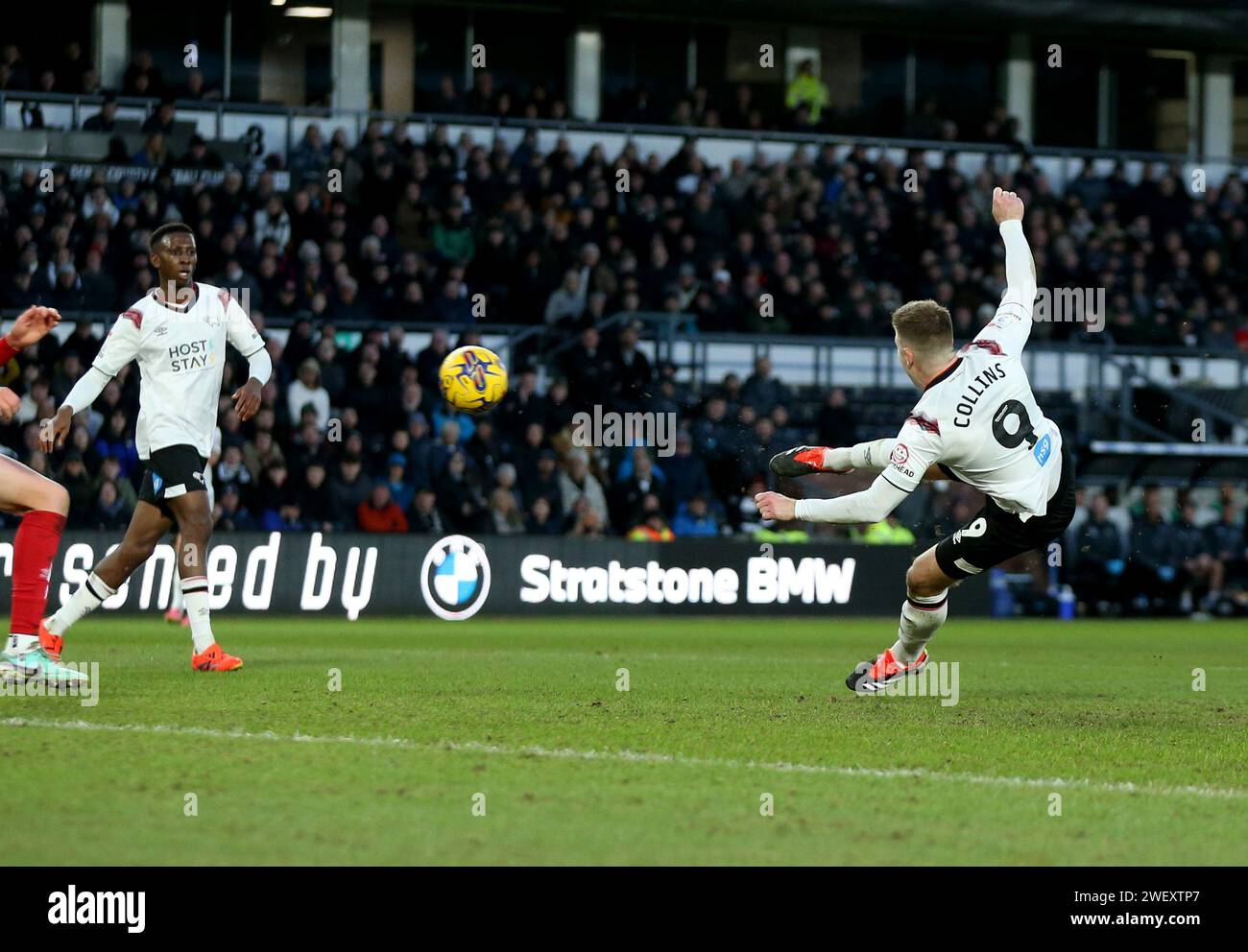 Derby County's James Collins scores his sides second goal of the game ...