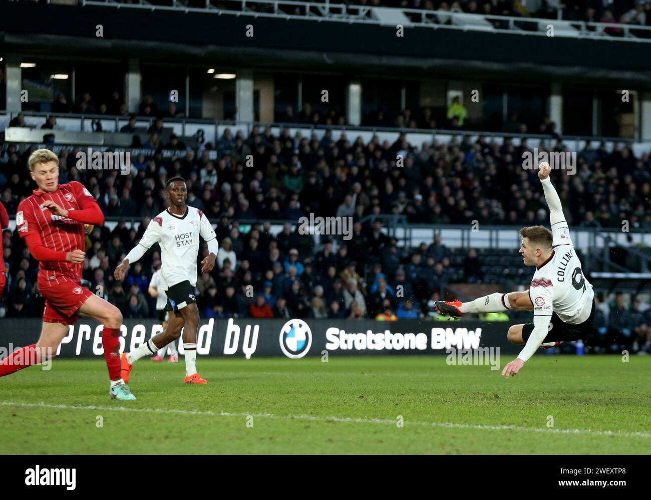 Derby County's James Collins scores his sides second goal of the game ...