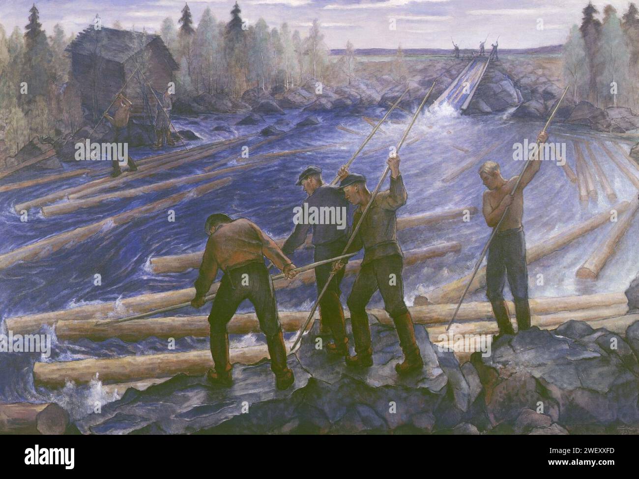 Alvar Cawén - Log Drivers Stock Photo - Alamy