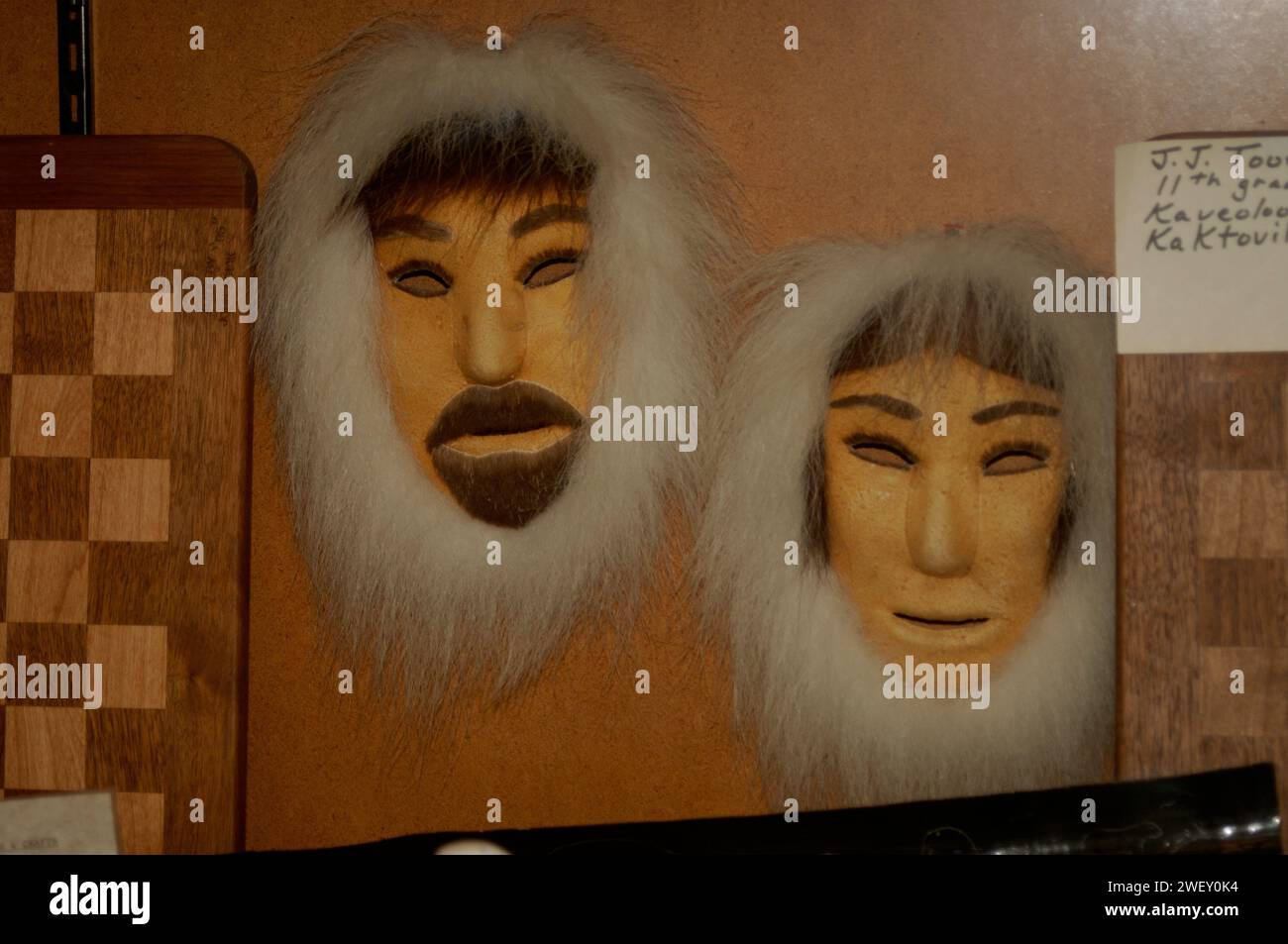 native inupiat masks made from marine animals on display in the ...