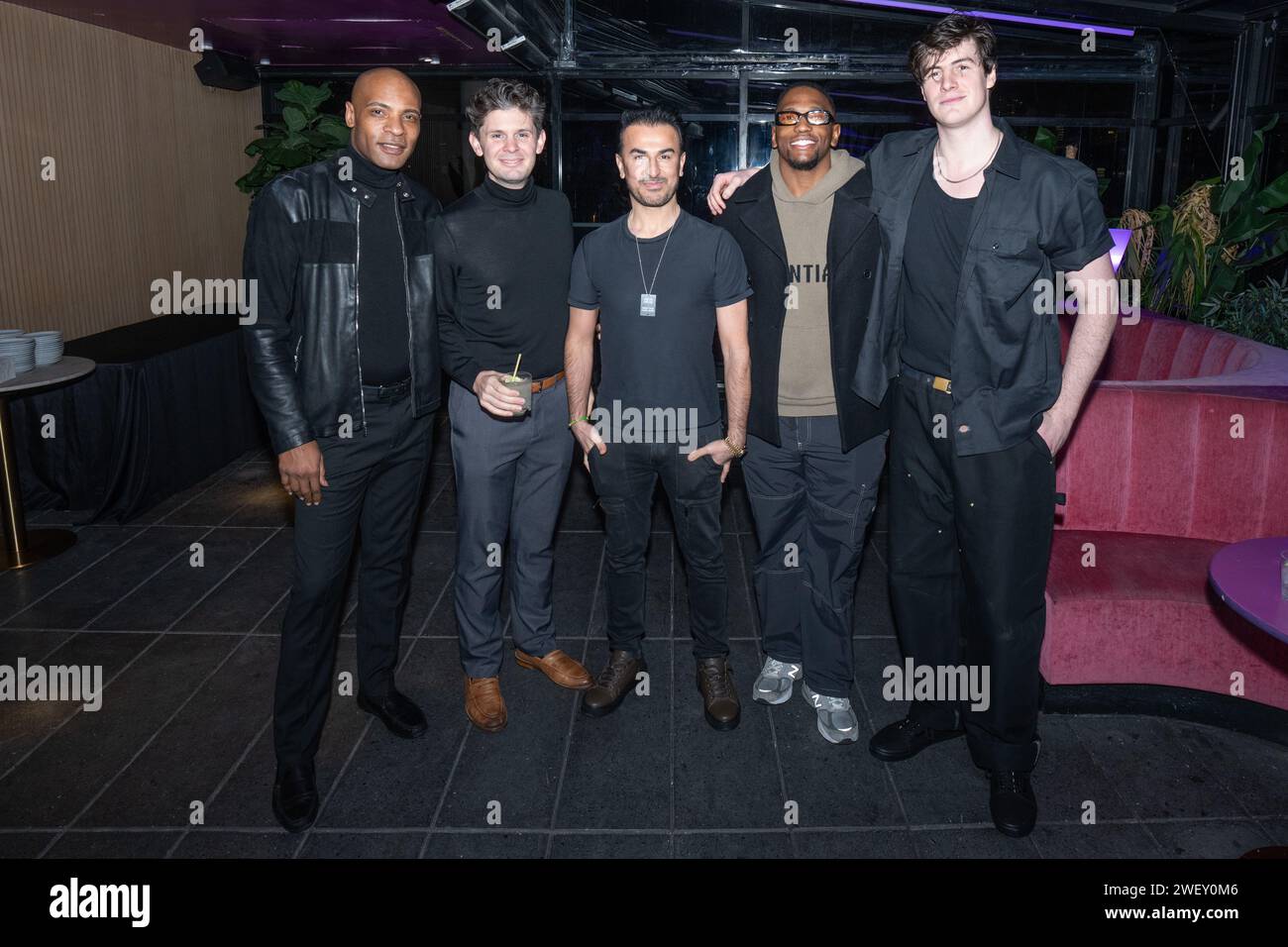 Victoria Hilton, Jack Tavcar, Zach Erdem, guest, guest attends Serving ...