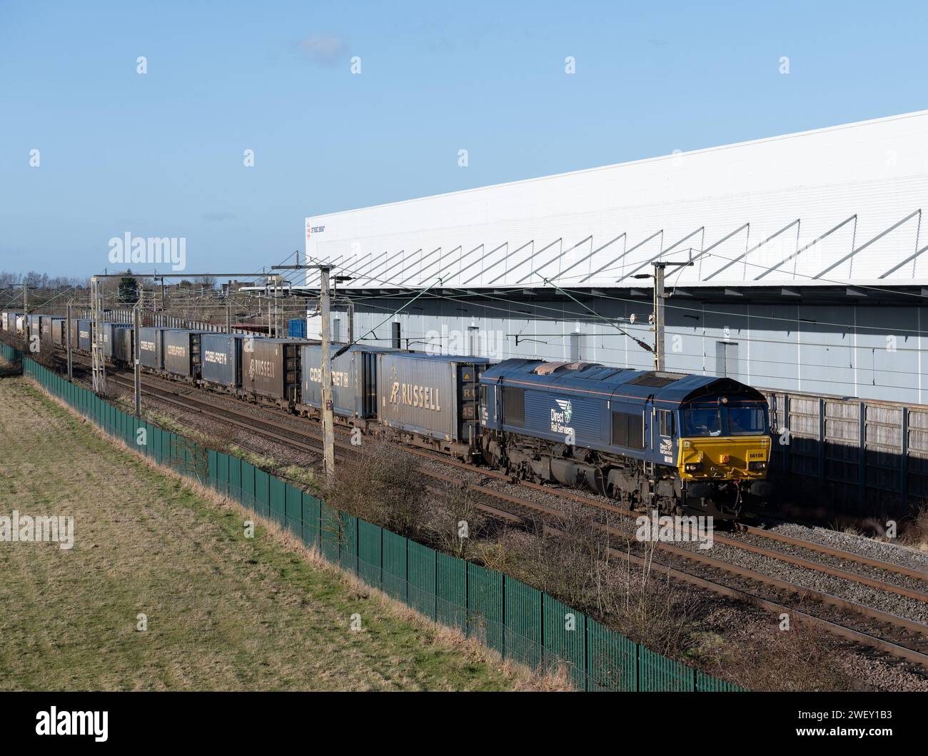 Direct Rail Services class 66 diesel locomotive No. 66108 pulling a ...