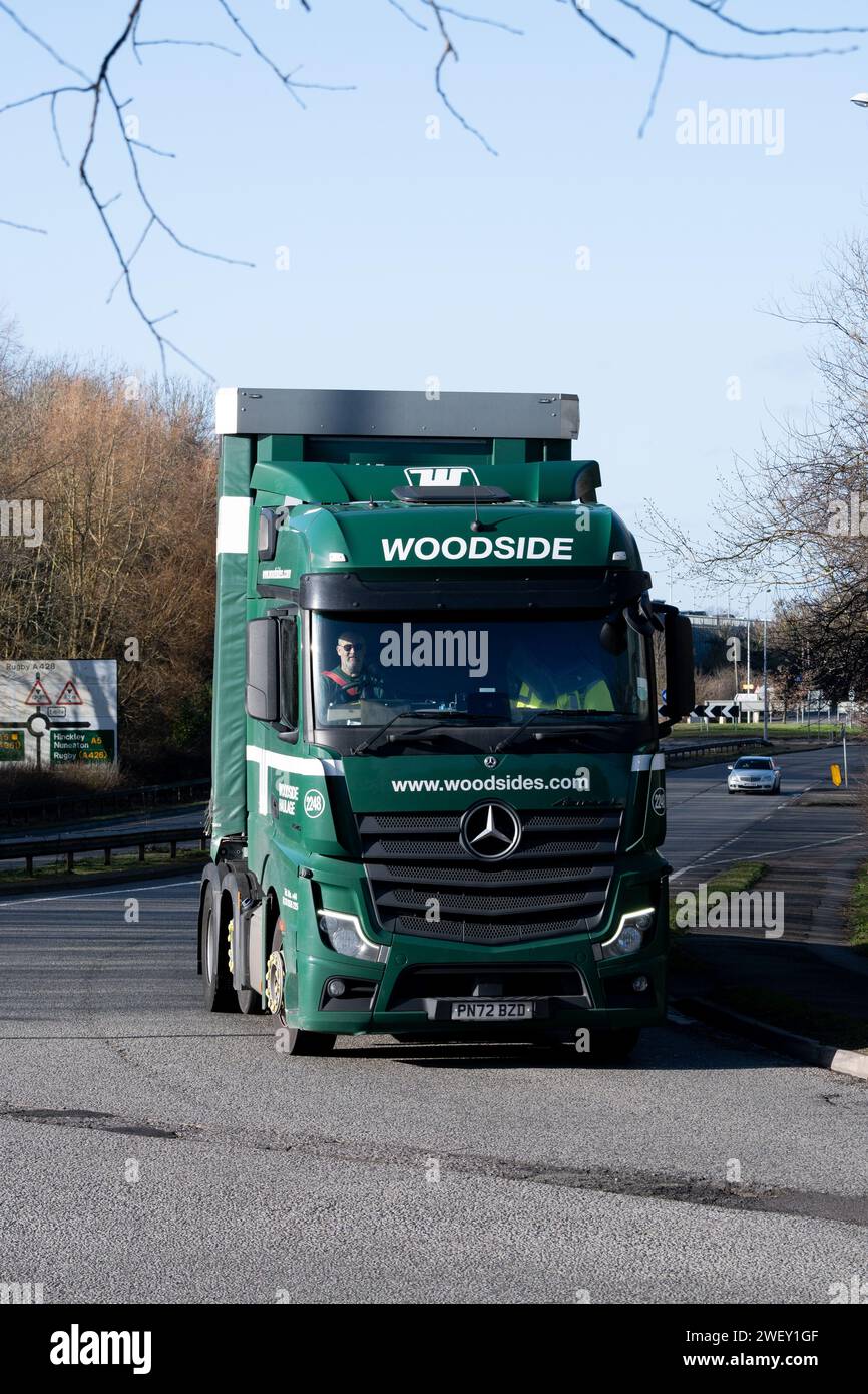 Woodside Haulage Mercedes lorry at DIRFT, Northamptonshire, England, UK ...