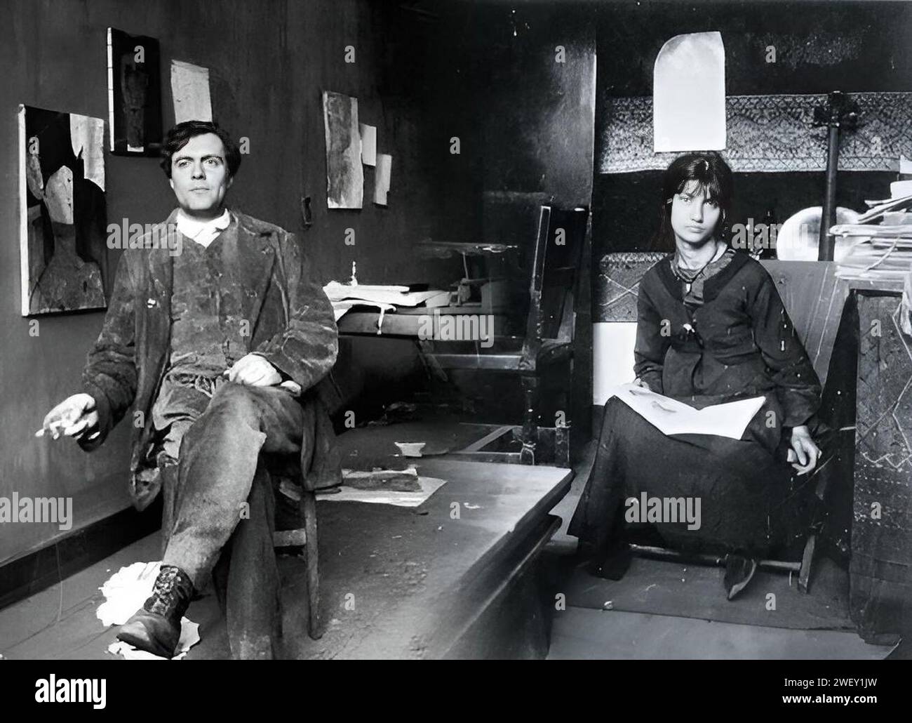 Amedeo Modigliani and Jeanne Hébuterne restored Stock Photo - Alamy