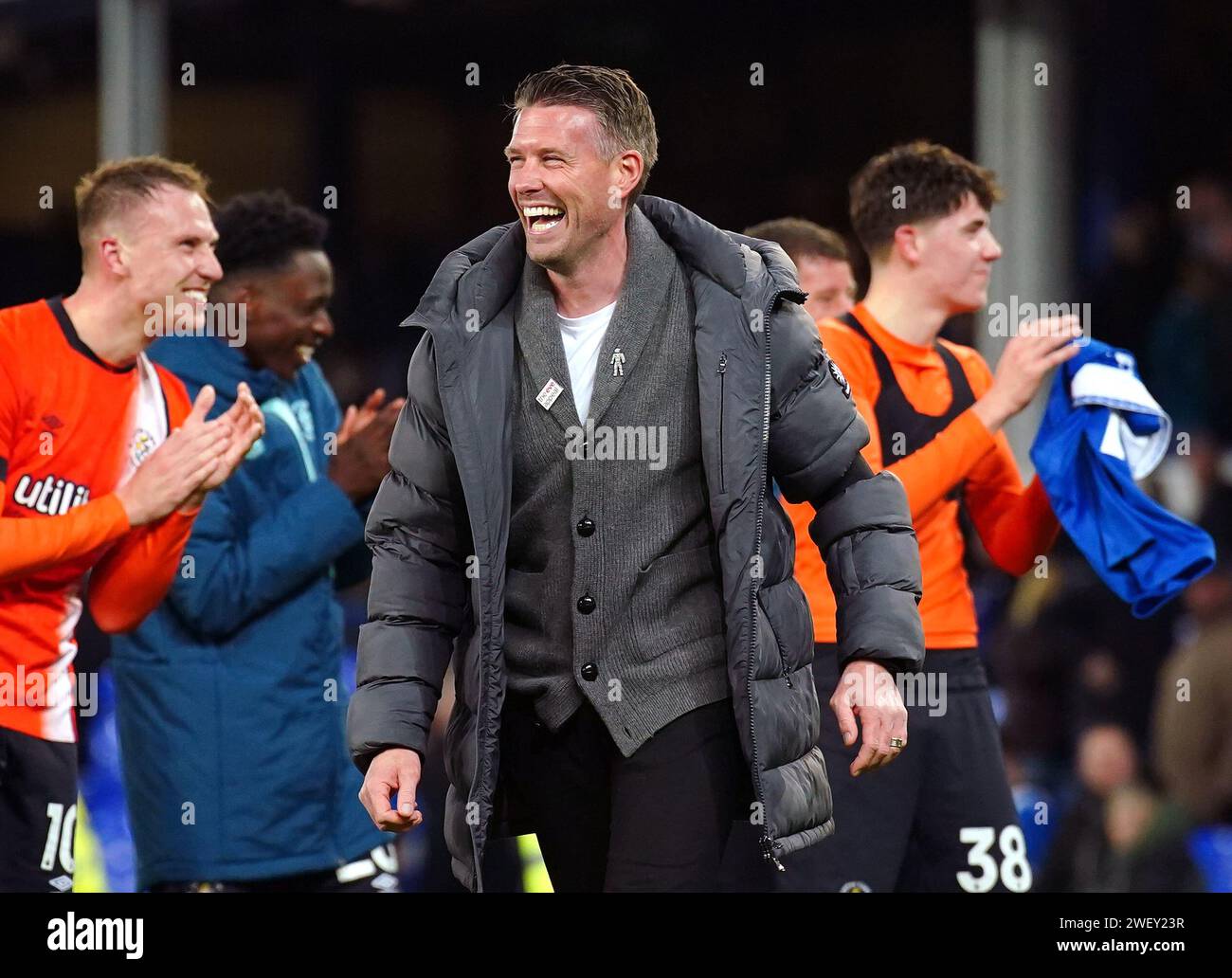 Luton Town manager Rob Edwards celebrates following the Emirates FA Cup ...