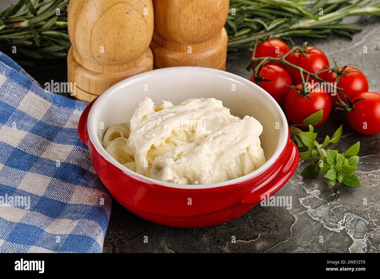 Italian delicous stracciatella cheese in the bowl Stock Photo - Alamy