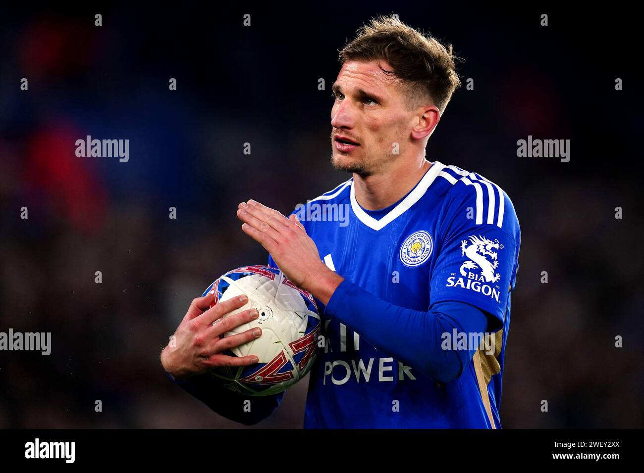 Leicester City's Marc Albrighton applauds the fans during the Emirates ...