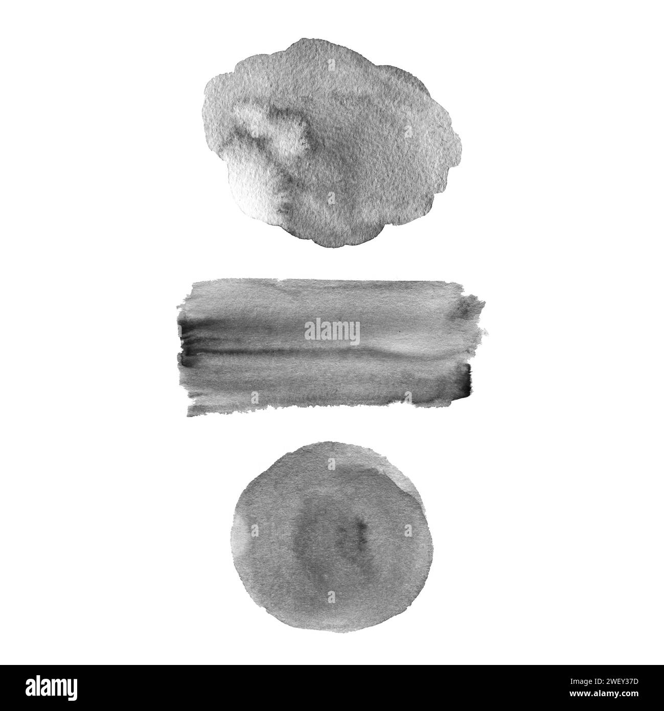 Gray watercolor spots with droplets, smudges, stains, splashes. Gray ...