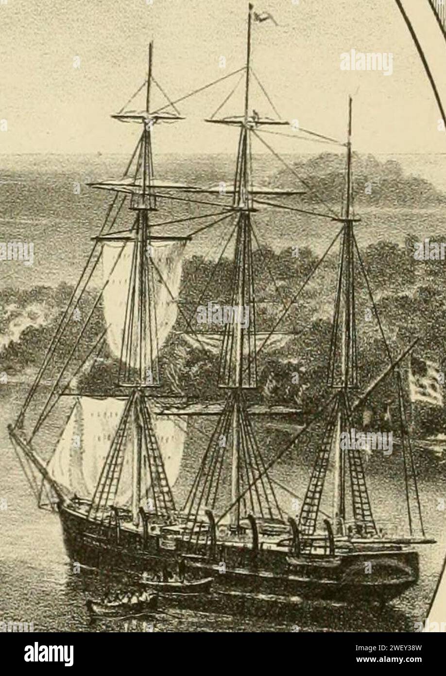 American whaling ship in 1874 art detail, ''Whaling Scene in the ...