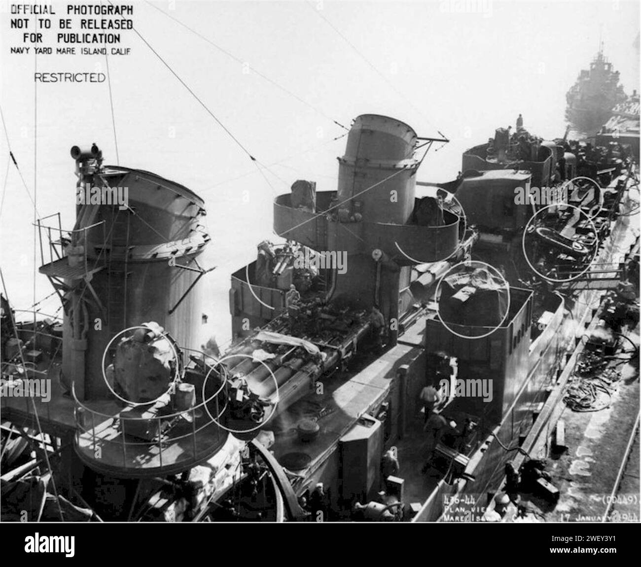 Amidships view of USS Nicholas (DD-449) at the Mare Island Naval ...