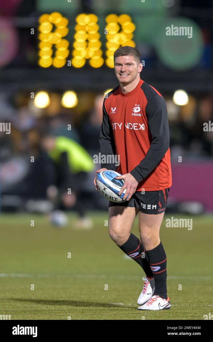 Owen Farrell of Saracens during the warm up Gallagher Premiership Rugby ...