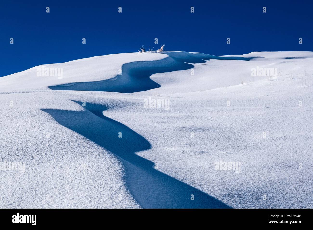 Structures of drifted snow on a hill in Val Venegia above Passo Rolle ...