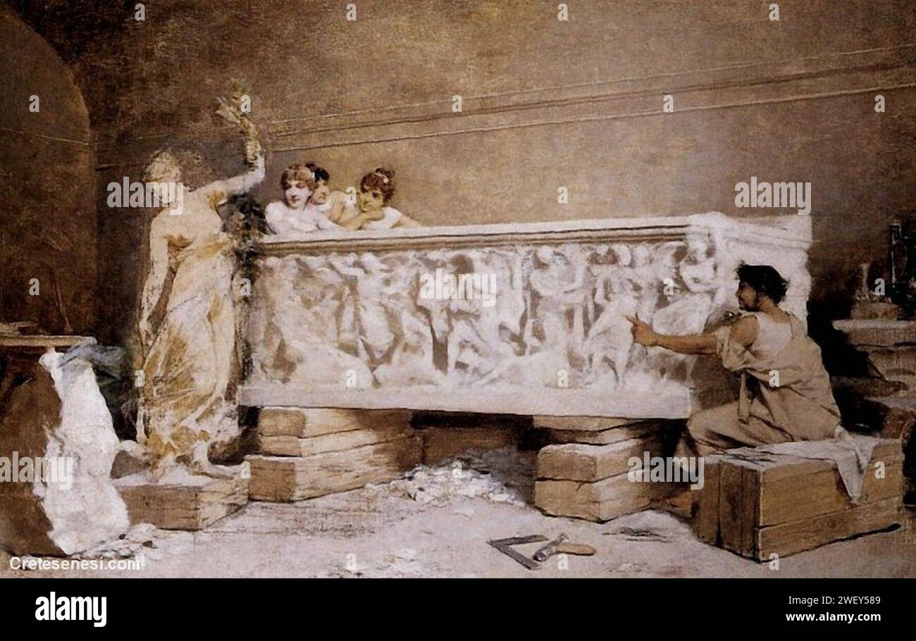 Amos Cassioli - Lo studio dello scultore romano. 1889-90 Stock Photo ...