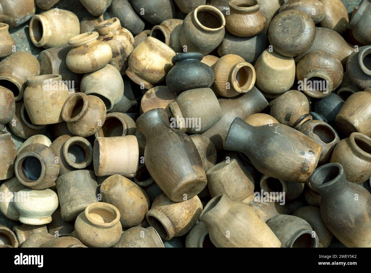 Lots of clay bottles. Pottery Texture, Pottery Background. handmade ...