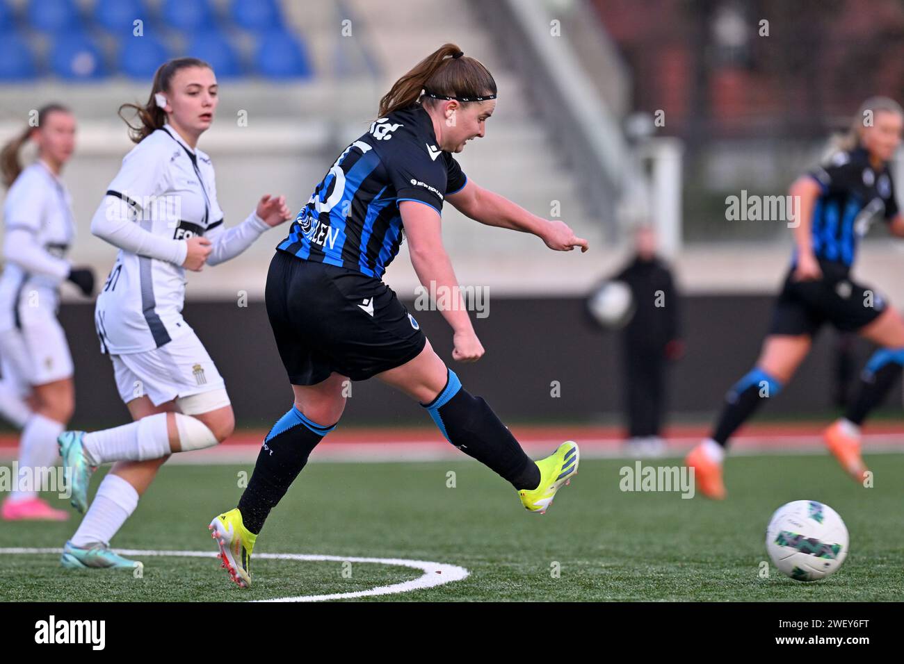 Knokke, Belgium. 27th Jan, 2024. Davinia Vanmechelen (25) of Club YLA pictured during a female ...