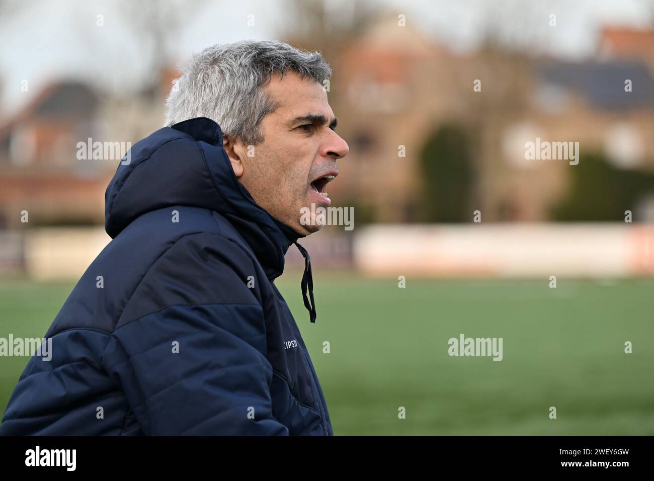 Knokke, Belgium. 27th Jan, 2024. headcoach Lionel Vitrant of Charleroi ...