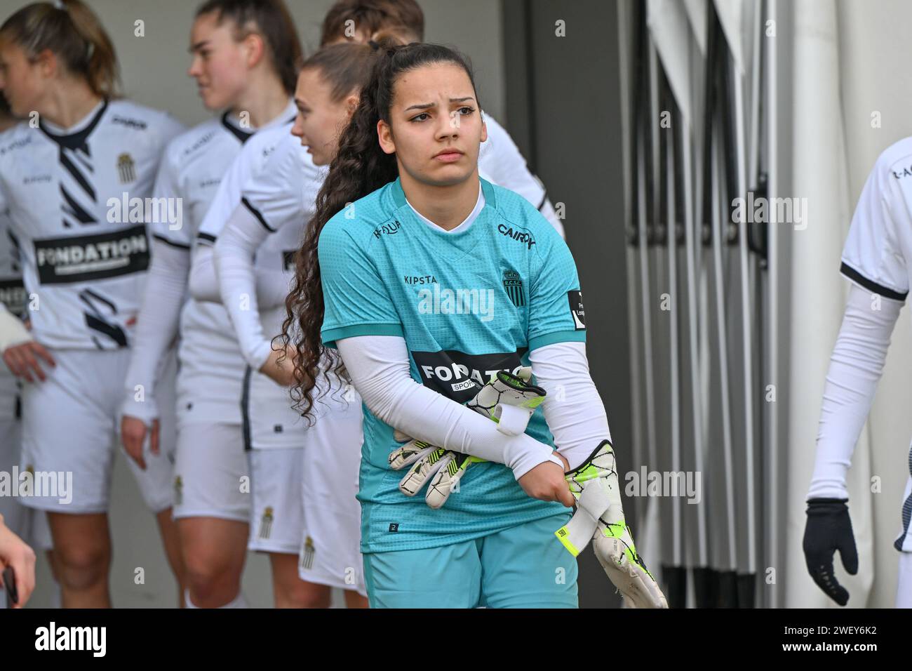 Knokke, Belgium. 27th Jan, 2024. goalkeeper Selenay Dogan (66) of Charleroi pictured during a ...
