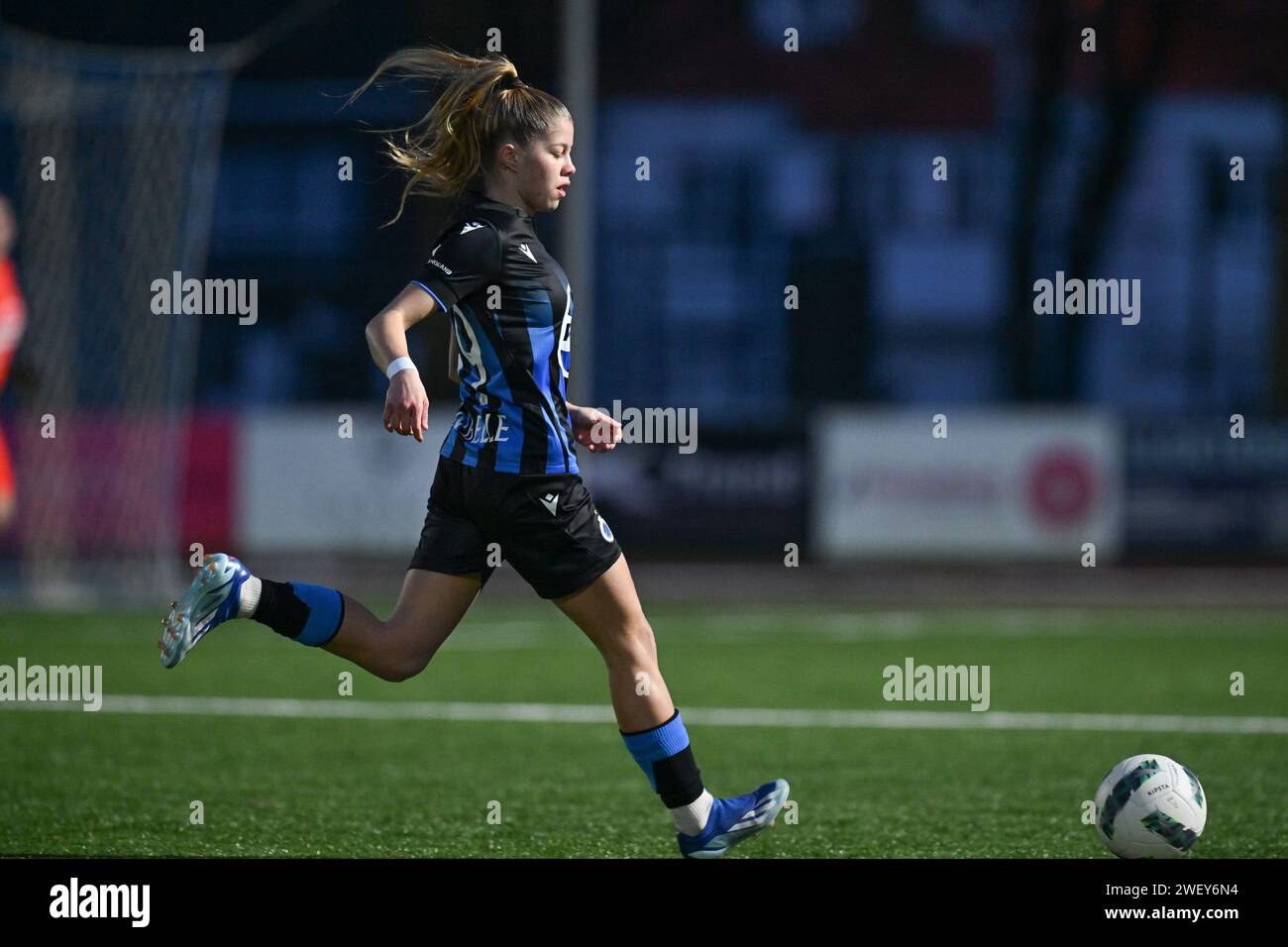 Knokke, Belgium. 27th Jan, 2024. Lyndsey Van Belle (99) of Club YLA pictured during a female ...